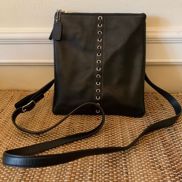 Coach | Bags | Coach Swingpack With Lace Details Black Leather Cross ...